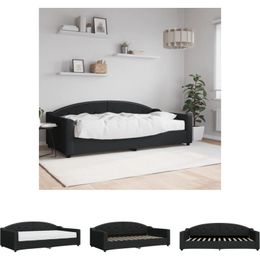 The Living Store - Tagesbett mit Matratze Schwarz 100x200 cm Stoff - Betten & Bettgestelle - Schwarz