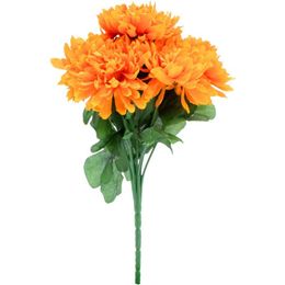 Spetebo - Chrysanthemen Strauß künstlich 2er Set - orange - Deko Blumenstrauß mit 7 Stielen - Strauß Kunst Päonie Dekorpflanze Kunstblumen Blumen