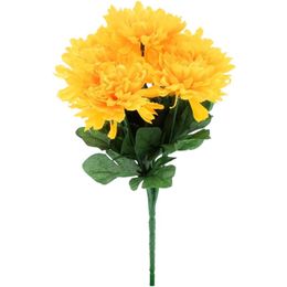 Spetebo - Chrysanthemen Strauß künstlich 2er Set - gelb - Deko Blumenstrauß mit 7 Stielen - Strauß Kunst Päonie Dekorpflanze Kunstblumen Blumen