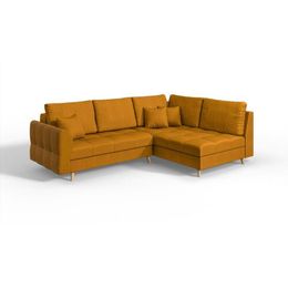 Ecksofa mit Holzfüßen Matthias aus Luxusmicrofaser, Gelb