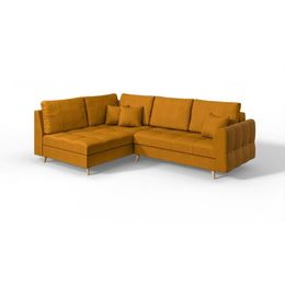 Ecksofa mit Holzfüßen Matthias aus Luxusmicrofaser, Gelb