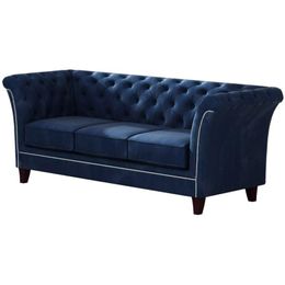 Larui 3-Sitzer Chesterfield Sofa, Marineblau