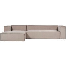 Beliani Ecksofa Taupe Samt L-förmig 3-Sitzer Sofa mit Chaiselongue Rechtsseitig Wohnzimmermöbel Modern Wohnzimmer Ausstattung Wohnecke Sitzecke