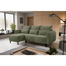 Kaiser Ecksofa Selio mit Schlaffunktion und Bettzeugcontainer Olive Links