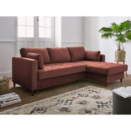 Anna – ecksofa mit schlaffunktion – mit bettkasten – 4-sitzer – moderner stil – rechts - rosa