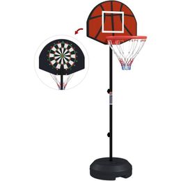 Sportnow - Basketballkorb mit Ständer Höhenverstellbar Basketballständer, Magnet-Dartscheibe 129-179 cm Basketball-Backboard-Ständer,