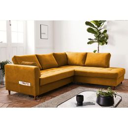 Lisa Design - Anna – ecksofa mit schlaffunktion – 5-sitzer – zeitgenössischer stil – rechts - gelb