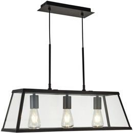 Licht-Erlebnisse - Hängelampe Metall Glas h: max. 120 cm Schwarz E27 3-flammig länglich Retro Pendelleuchte