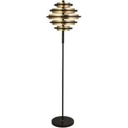 Licht-Erlebnisse - led Stehlampe Metall 148 cm in Schwarz matt Gold rund warmweiß 2700 k 552 lm Modern