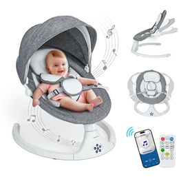 Maerex - Babyschaukel elektrische Babywippe 5 Gänge mit bluetooth Musik und Fernbedienung, Wiederaufladbarer Akku oder Steckeradapter - Weiß