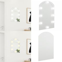 vidaXL Spiegel mit LED-Leuchten 60x40 cm Glas Bogenförmig - Spiegel mit LED-Leuchte - Spiegel mit LED-Leuchten - Home & Living - Silber