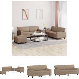 The Living Store - 3-tlg. Sofagarnitur Cappuccino-Braun Kunstleder - Sofas - Braun