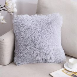 4er Set kissenbezüge Künstlich Pelz Fellkissen Dekorative Deko Kissen Kuschelkissen Flauschig Sofakissen Weich Plüschkissen für Sofa 40x40 cm - Grau