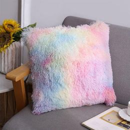 4er Set kissenbezüge Künstlich Pelz Fellkissen Dekorative Deko Kissen Kuschelkissen Flauschig Sofakissen Weich Plüschkissen für Sofa 40x40 cm - Bunt