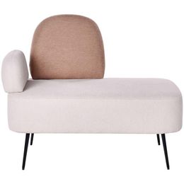 Beliani Chaiselongue Linksseitig Hellbeige u. Braun Stoff mit Metallgestell Schwarz Modern Skandi Schlicht für Wohnzimmer Schlafzimmer Büro Flur