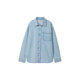 Tom Tailor Denim Damen Oversized Jeanshemd, blau, Uni, Gr. XL