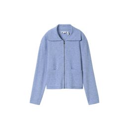 Tom Tailor Damen Cardigan mit Kragen, blau, Uni, Gr. XXL