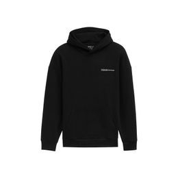 Tom Tailor Denim Herren Relaxed Fit Hoodie Sweatshirt mit R&uuml;ckenprint, schwarz, Print, Gr. S