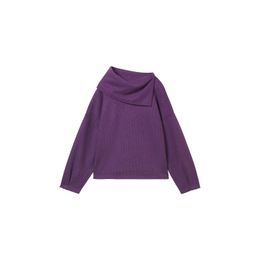 Tom Tailor Damen Sweatshirt mit asymmetrischem Kragen, lila, Meliert, Gr. XS