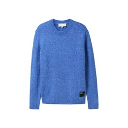 Tom Tailor Denim Herren Strickpullover mit Rundhalsausschnitt, blau, Uni, Gr. XXL