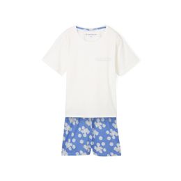 Tom Tailor Damen Kurz-Pyjama mit Blumenmuster, blau, Geblümt, Gr. M/38