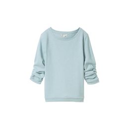 Tom Tailor Denim Damen Sweatshirt mit 3/4 Arm, grün, Uni, Gr. L