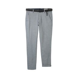 Tom Tailor Denim Herren Strukturierte Chinohose mit Gürtel, blau, Gr. 28/32