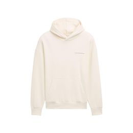 Tom Tailor Denim Herren Relaxed Fit Hoodie Sweatshirt mit R&uuml;ckenprint, wei&szlig;, Print, Gr. S