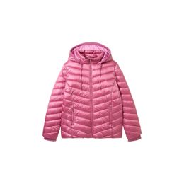 Tom Tailor Damen Plus - Leichte Steppjacke mit Kapuze, rosa, Uni, Gr. 46