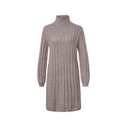 Tchibo Geripptes Strickkleid mit Stehkragen - Taupe/Meliert - Gr.: S