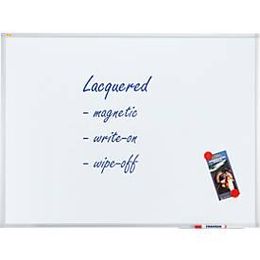 Franken Whiteboard X-tra!Line, Wandmontage im Hoch- & Querformat, Stahl weiß lackiert & Aluminiumrahmen, magnethaftend, Ablageschale, B 1500 x H 1200 mm