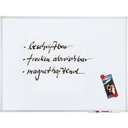 Franken Whiteboard X-tra!Line, Wandmontage im Hoch- & Querformat, Stahl weiß lackiert & Aluminiumrahmen, magnethaftend, Ablageschale, B 1200 x H 1200 mm