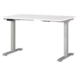 Germania JET höhenverstellbarer Schreibtisch weiß rechteckig, T-Fuß-Gestell silber 120,0 x 80,0 cm