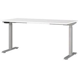 Germania JET höhenverstellbarer Schreibtisch weiß rechteckig, T-Fuß-Gestell silber 160,0 x 80,0 cm