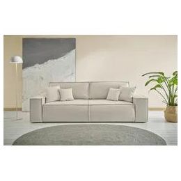 3-Sitzer Andas "FINNLEY Schlafsofa 257 cm, Schlaffunktion mit Bettkasten (200/136cm)" Sofas Gr. B/H/T: 257cm x 85cm x 102cm, Struktur fein, beige (creme) in Aqua Clean-Bouclé, Struktur fein u. Cord