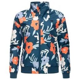 Outdoorjacke Ragwear "Goona Print" Gr. XXL (44), blau (petrol) Damen Jacken Oversize Übergangsjacke mit modischem Allover-Print