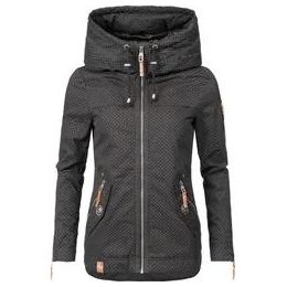 Outdoorjacke Navahoo "Wekoo" Gr. XL (42), schwarz (gepunktet) Damen Jacken moderner Übergangsparka aus Baumwolle mit Kapuze