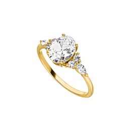 Paul Valentine Brilliant Elipse Ring 14K Gold Plated