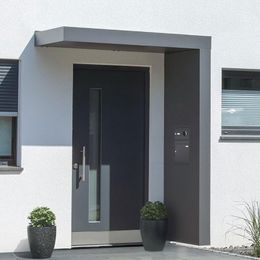 Gutta Rechteckvordach BS Plus mit Briefkasten und Video anthrazit, 160x90x15,5 cm, mit Briefkasten und Video in Farbe,mit Seitenblende rechts
