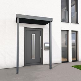 Gutta Rechteckvordach BS Plus mit 2 Pfosten anthrazit, 160x90x15,5 cm, Wasserablauf rechts