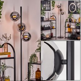 hofstein Gastor Stehleuchte Glas 15 cm Chrom, Rauchfarben, 3-flammig