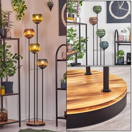 hofstein Koyoto Stehleuchte Glas 15 cm Holz hell, Schwarz, 4-flammig