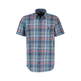 Karohemd Lerros "Lerros Kariertes Kurzarmhemd" Gr. 5XL, extraweit, blau (mid storm blue) Herren Hemden