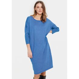 Strickkleid Saint Tropez "MilaSZ R-N Dress" Gr. L (40), N-Gr, blau (dutch blue melange) Damen Kleider mit 34 Ärmel