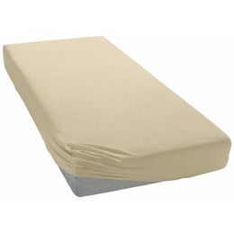 Spannbettlaken Curt Bauer "Jersey" Laken Gr. B/L: 90-100cm x 200-220cm, Jersey, 90-100x200-220cm 20cm, beige (sand) Uni