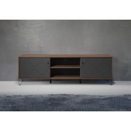 Lowboard Places of Style "Molveno" Sideboards Gr. B/H/T: 183cm x 56cm x 40cm, schwarz (eiche kraft gold melamin/graphite tiefzieh)