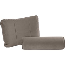 Dekokissen LEONIQUE "Océane", braun (braun, samt), B:50cm L:70cm, Samt, Dekokissen_Sitzkissen_Kissenhüllen, passend zum Bett Oceáne in Samtvelours und Feinstruktur, 2-er Set