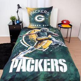 Bettwäsche NFL "NFL Packers" Gr. B/L: 135 cm x 200 cm, 1 St., 1 St., Renforcé, B/L: 80 cm x 80 cm, bunt Kinder Wendemotiv