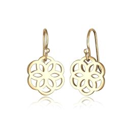 Paar Ohrhänger Elli "Blume Ornament Cut-Out Flower of Life Silber" Ohrringe Gr. OneSize, ohne Stein, Silber 925 (Sterlingsilber), goldfarben (gold) Damen