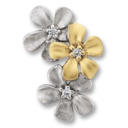 Ketten-Anhänger ONE ELEMENT "Zirkonia Blume Anhänger aus 925 Silber" Schmuckanhänger Gr. Silber 925 (Sterlingsilber), silberfarben (silber) Kinder Damen Silber Schmuck Blume